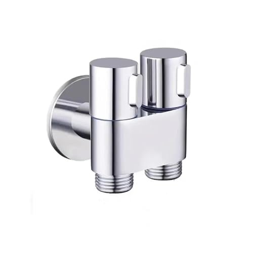 Zinc Alloy Angle Valve Wall Mount Toilet Bidet Sprayer Set One In Two Out Water Cleaning Sprayer For Bathroom Toilet Accessories 1Pcs(Sliver)