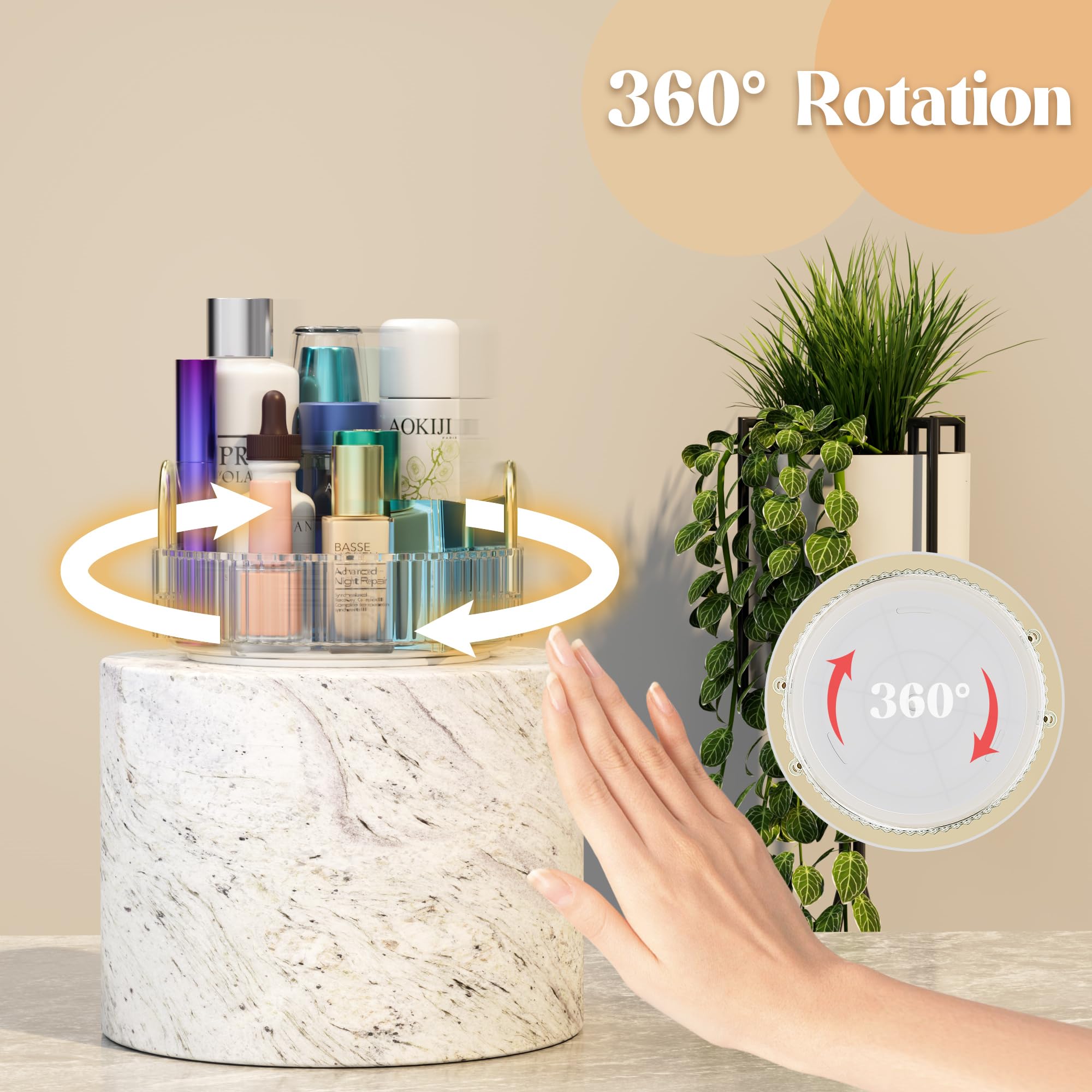 TCHCWYS 360° Rotating Makeup Organizer for Vanity, Large Capacity Skincare Organizer, Perfume Organizer, Bathroom Countertop Organizer