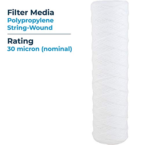 SpiroPure SP-CW30 10x2.5 30 Micron String-Wound Polypropylene Sediment Water Filter Cartridge SWC-25-1030 CW-MF 155187-43 (Case of 24)