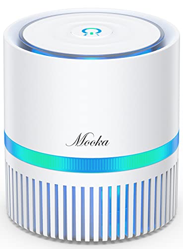 Small Room Air Purifier, 3-Layer H13 True HEPA Filter, Personal Air Cleaner with Night Light for Bedroom, Home, Bathroom, Office, Odor Eliminator for Allergies and Pets, Smoke, Dust, Portable Size