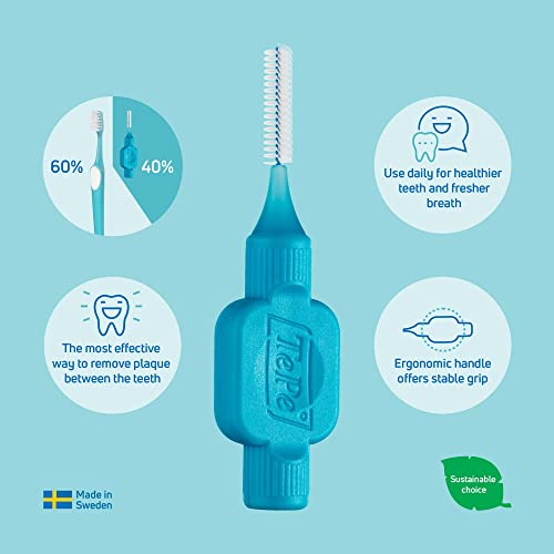 TEPE Interdental Brushes Original | Size 5-0.8mm | 1 Pack of 20 Brushes (0.6 mm, Blue)