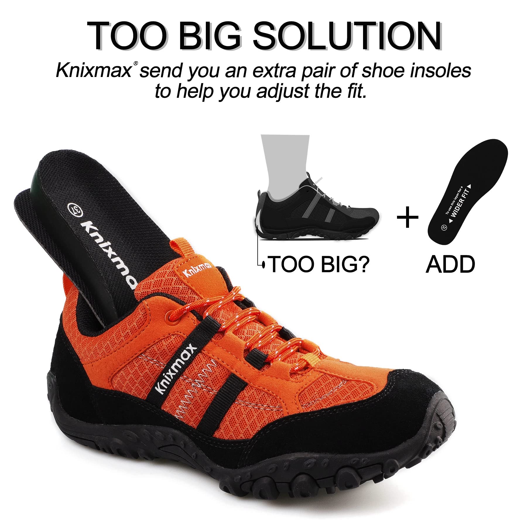 Knixmax Men's Hiking Boots, Waterproof Walking Boots for Man, Breathable Lightweight Outdoor Trailing Camping Boots Black EU 43