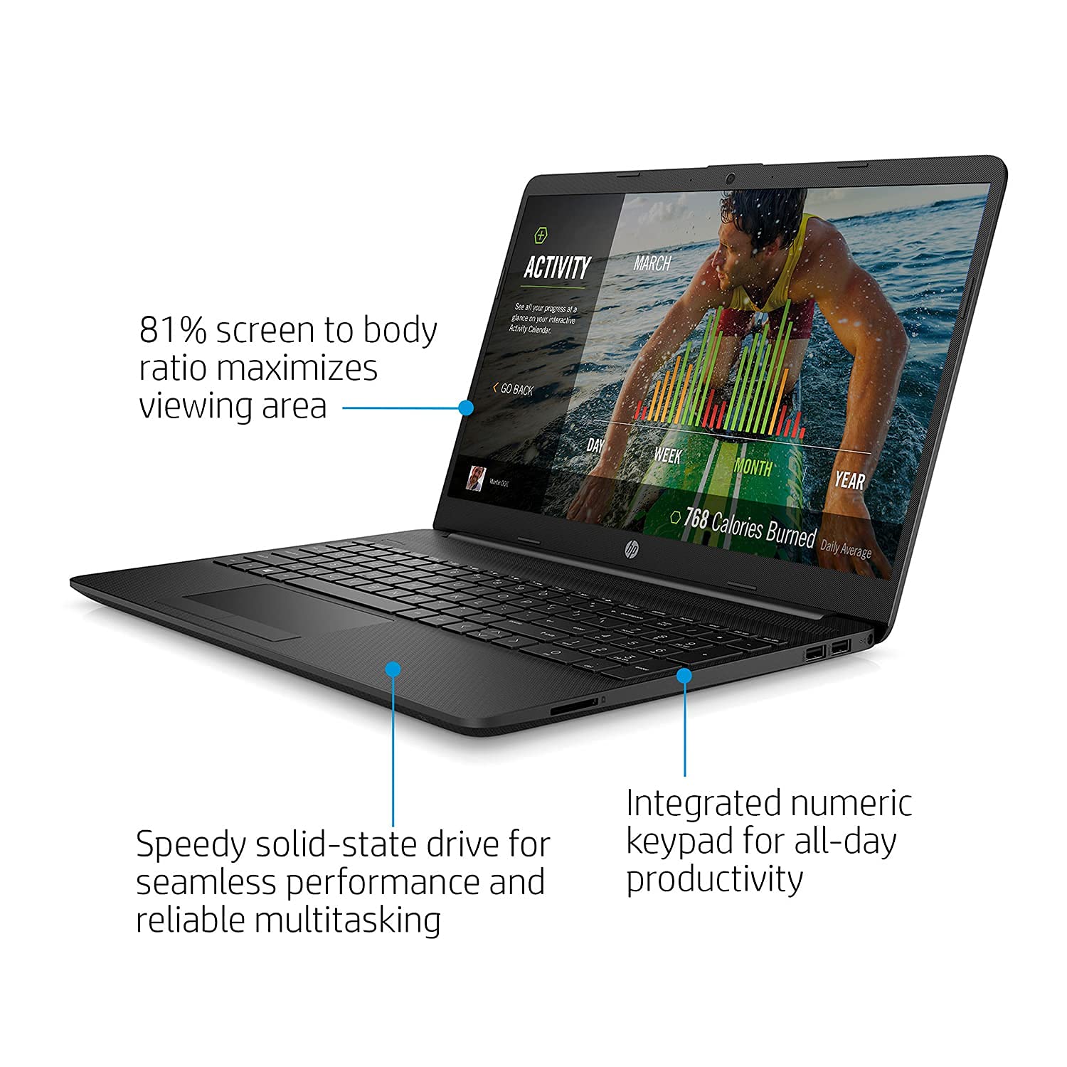 HP Pavilion Laptop (2021 Latest Model), 15.6" FHD Display, Intel Celeron Processor, 8GB DDR4 RAM, 128GB SSD, Online Conferencing, Webcam, HDMI, Bluetooth, Wins 10 + One Year Office 365 (Renewed)