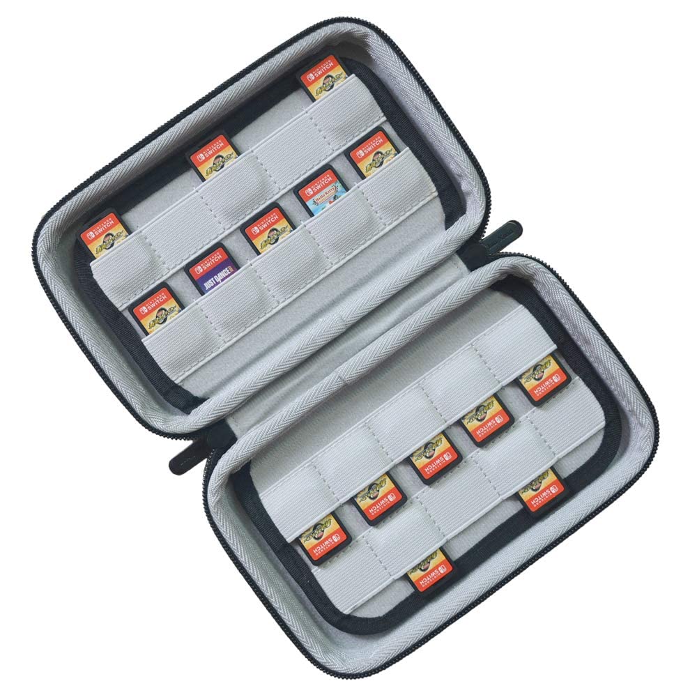 Jun Xuan Hard Game Card Holder Storage Case for Nintendo Switch Games, Switch Game Holders or PS Vita or SD Memory Card Case (Black/Red)