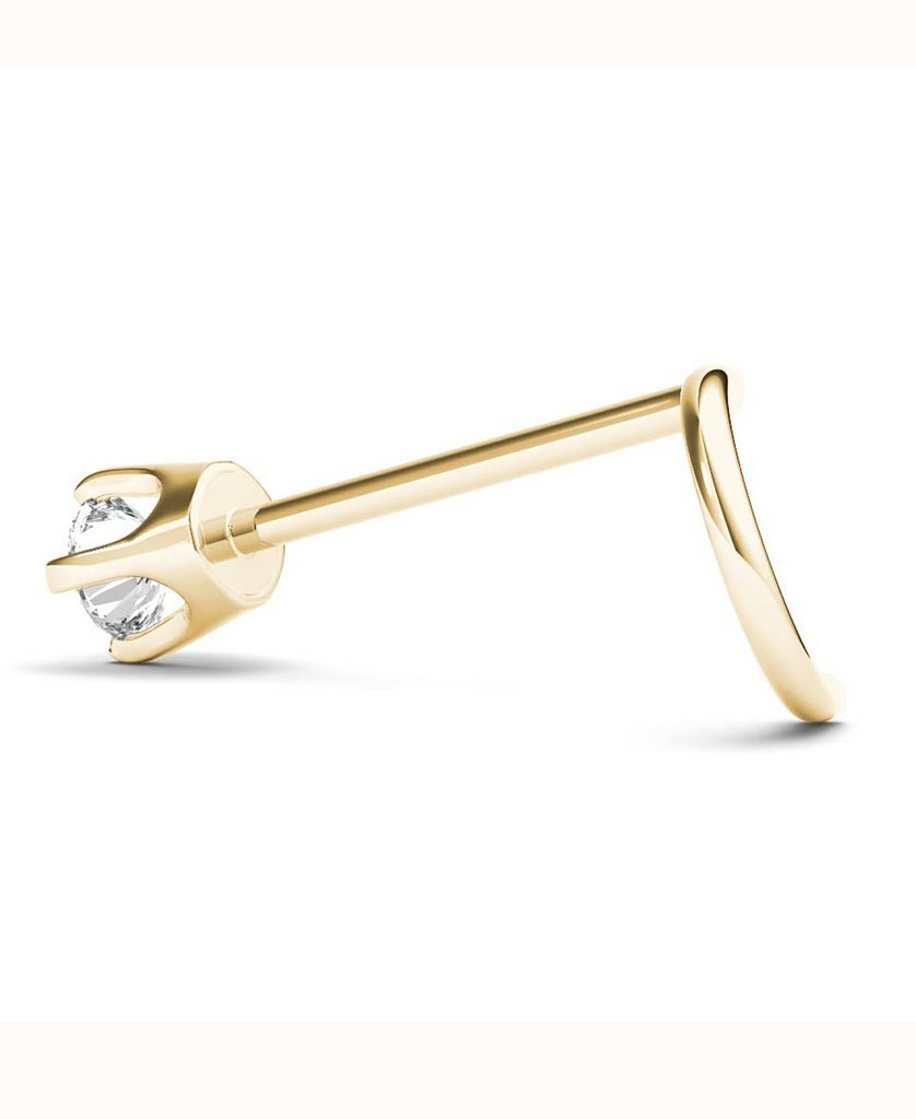 JewelMore Diamond Nose Stud 14K White or Yellow Gold Nose Ring Twist Screw 20 Gauge I1 Clarity (2mm (0.03 ct. tw) …