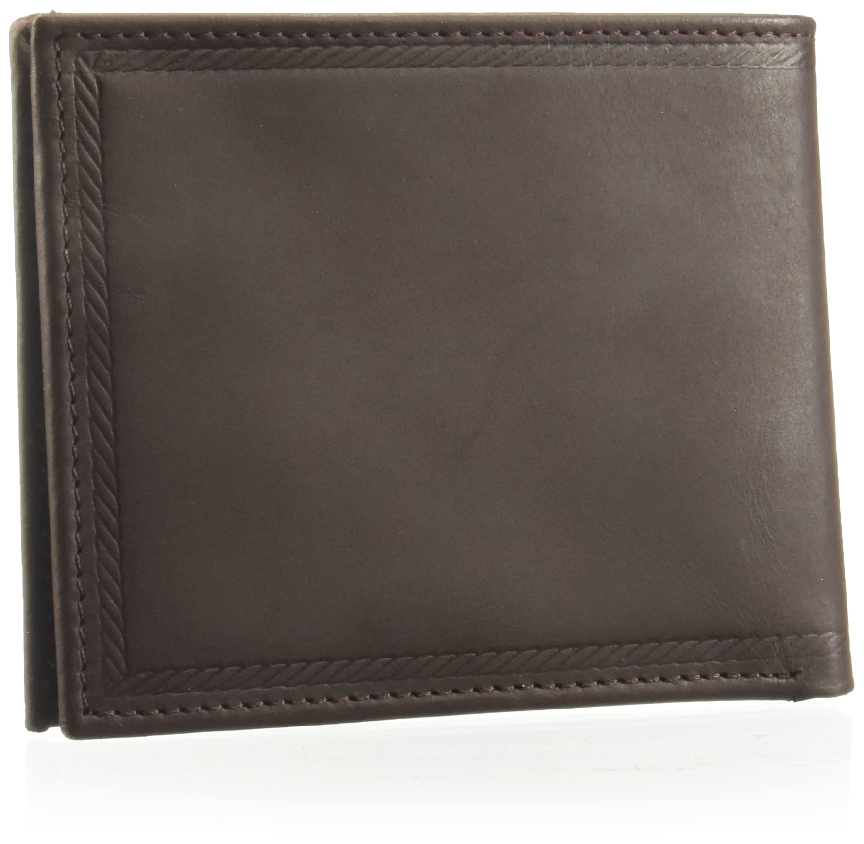 Nautica Men's Sail Embossed Bifold Leather Wallet with 6 slots and RFID Protection, Brown