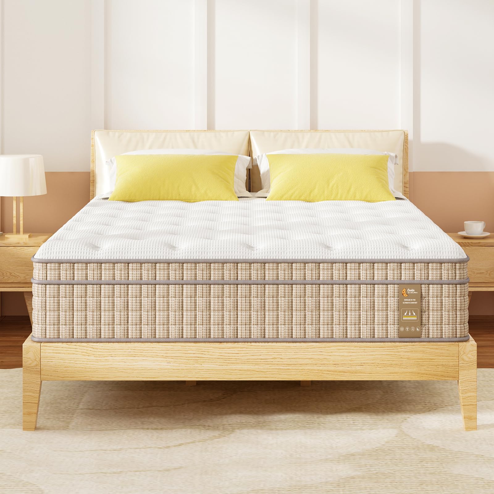 VISCOFLEX King Size Mattress 12 Inch, King Bed Mattress in a Box, Pillow Top Hybrid Mattress with Individual Coil Springs for Pressure Relief & Support