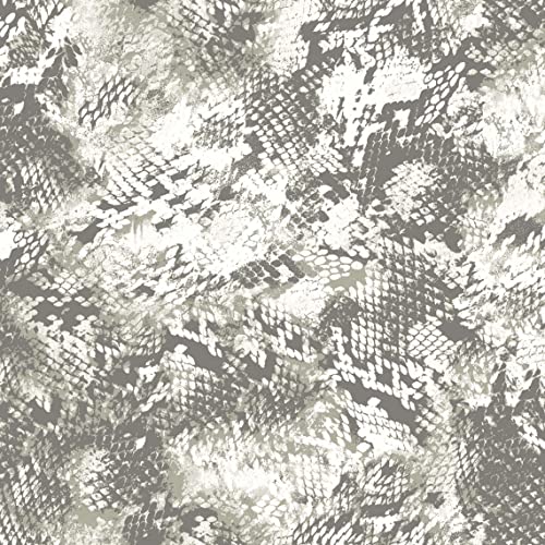 Texco Inc Animal Skin Snake Pattern Poly Power Mesh Fabric/4-Way Stretch Knit Prints Athletic Wear Apparel, DIY Fabric, Off White Army Green 2 Yards
