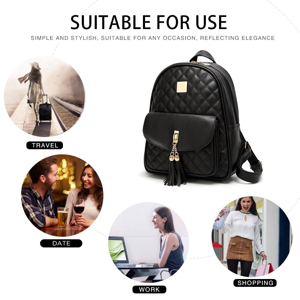 I IHAYNER Women's Simple Design Quilted Backpack Mini Backpack for Women 3 Pcs Leather Backpack Purse for Women Mini Backpack for Ladies Brown