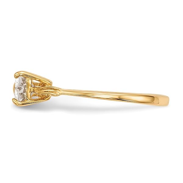 IceCarats 14K Yellow Gold White Topaz Bow Heart Love Ring April Birthstone Jewelry Size 7
