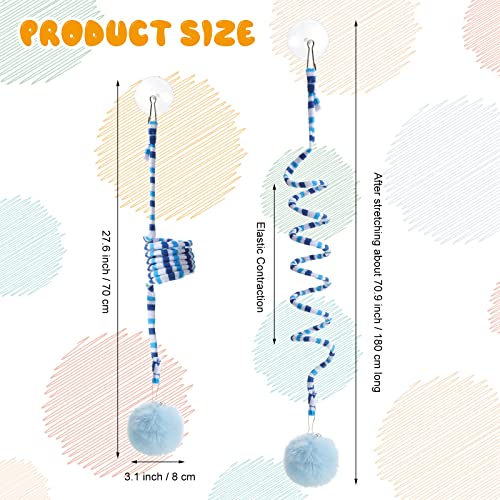 Woanger 4 Pcs Cat Spring Toys Hanging Cat Toy Hanging Door Interactive Cat Toys Cat Ball Toys with Bell Long Tail Stretchable Soft Plush Cat Teaser Toy for Kitten Chase Play and Kill Time, Gradient