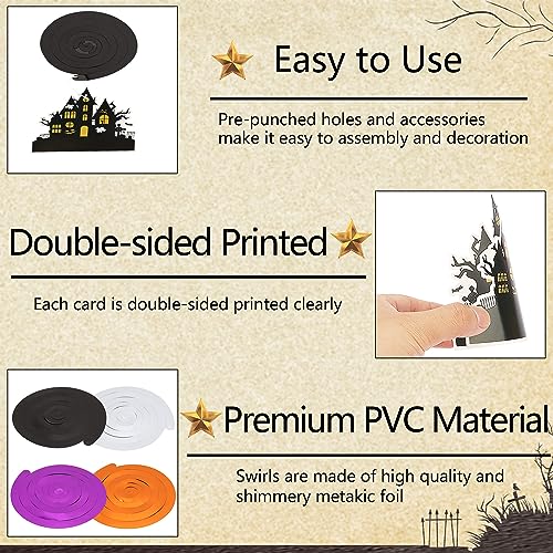 Lucleag 12Pcs Halloween Hanging Swirls Decorations & Halloween Banner, Pumpkin Bat Witch Ghost Hanging Decor Happy Halloween Banner for Ceiling Wall, Hanging Decoration for Halloween Party Supplies