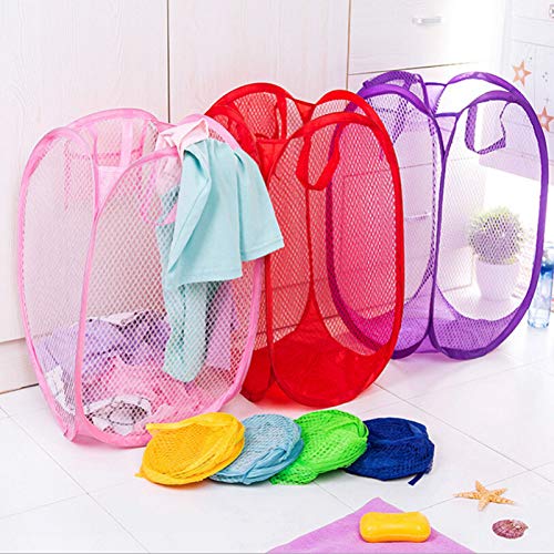Yardwe Popup Mesh Laundry Basket, 1PC Collapsible and Portable Clothes Washing Laundry Hamper for Laundry Room, Bathroom, Kids Room, College Dorm or Travel (Black)