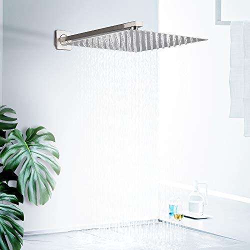 Sd 16 Inch Large Square Rain Shower head, Stainless Steel Shower Head with Polish Chrome Finish, Ultra Thin Waterfall Full Body Coverage with Silicone Nozzle Easy to Clean and Installā¦