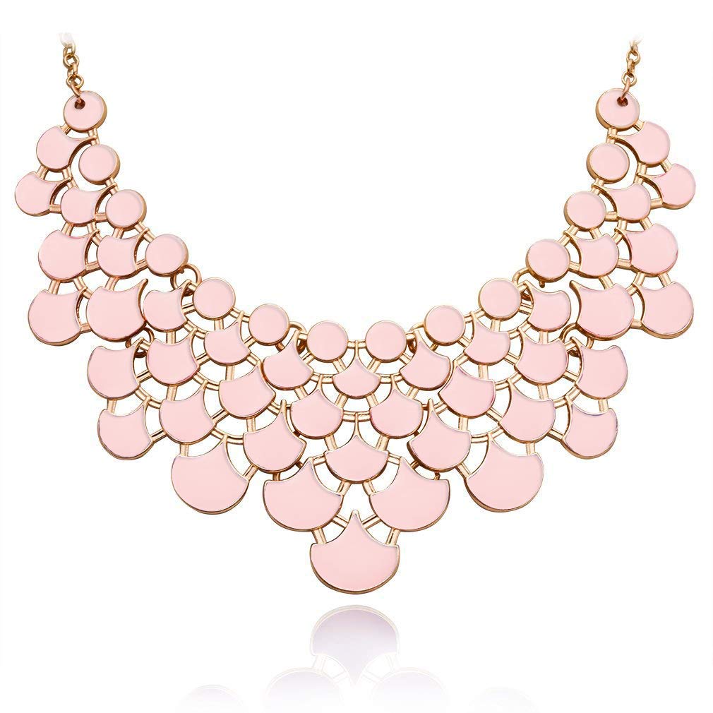 Jane Stone Fashion Statement Collar Necklace Vintage Openwork Bib Costume Jewelry (black)