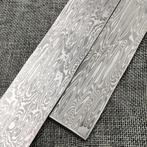 TEAMWILL 7Kinds Pattern VG10 Damascus Steel Billet Bars Material Knife Blade Blanks 220x30x3mm (Stream)