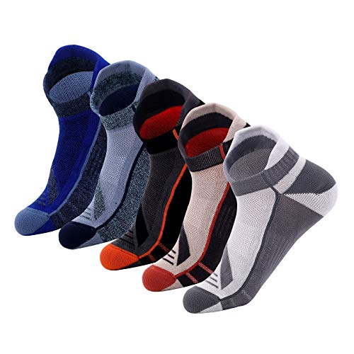 Kodal Copper Infused Running Socks No Smell Low Cut Ankle Tab Support Comfortable Cushion - 5 Pairs