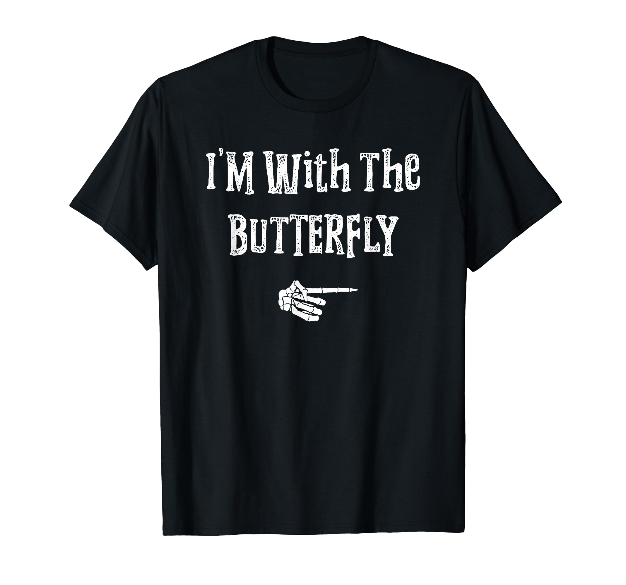 I'm With Butterfly Halloween Costume Funny Couples Matching T-Shirt