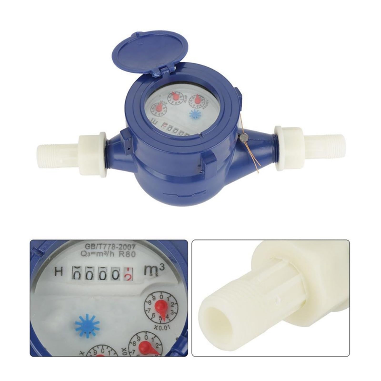 XAXAX Water Flow Meter, Water Meter Water Flow Meter, 15mm 1/2 Inch Cold Water Meter for Garden & Home Use Wet Table Measuring Tool,Gallon, QTS, PTS, L, m³