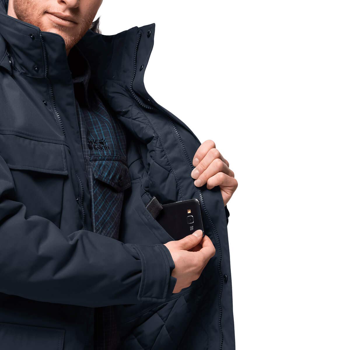 Jack Wolfskin Men Glacier Canyon Parka down outerwear coats, Night Blue, Small