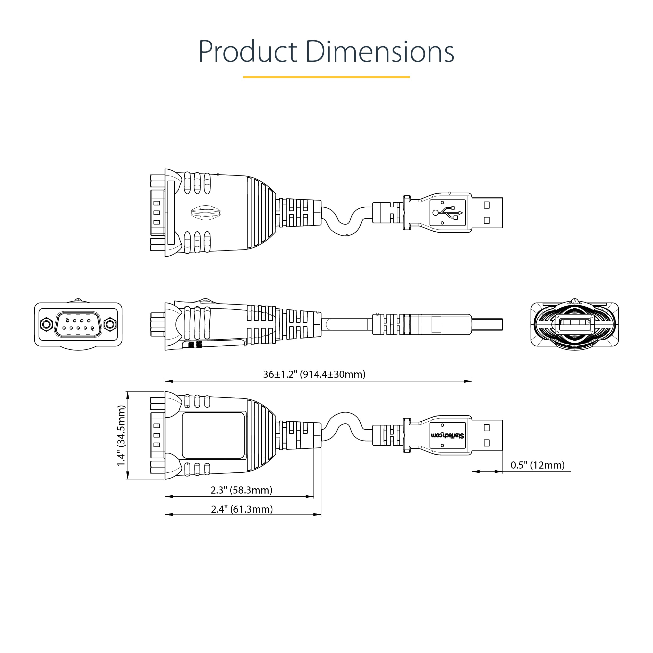 StarTech.com 3ft (1m) USB to Serial Cable, DB9 Male RS232 to USB Converter, Prolific IC, USB to Serial Adapter for PLC/Printer/Scanner/Switch, USB to COM Port Adapter, Windows/Mac (1P3FP-USB-SERIAL)