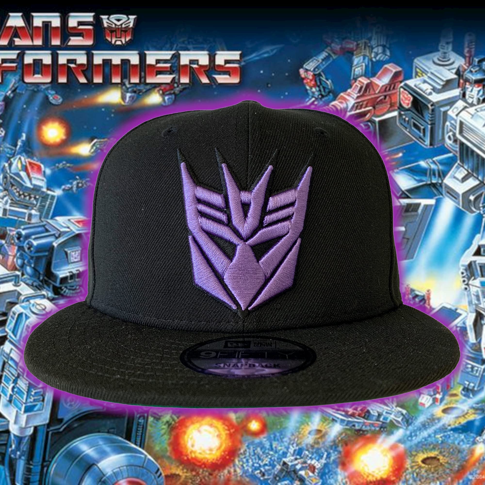 New Era 9FIFTY Transformers Decepticons Symbol Snapback Hat Cap Black Purple