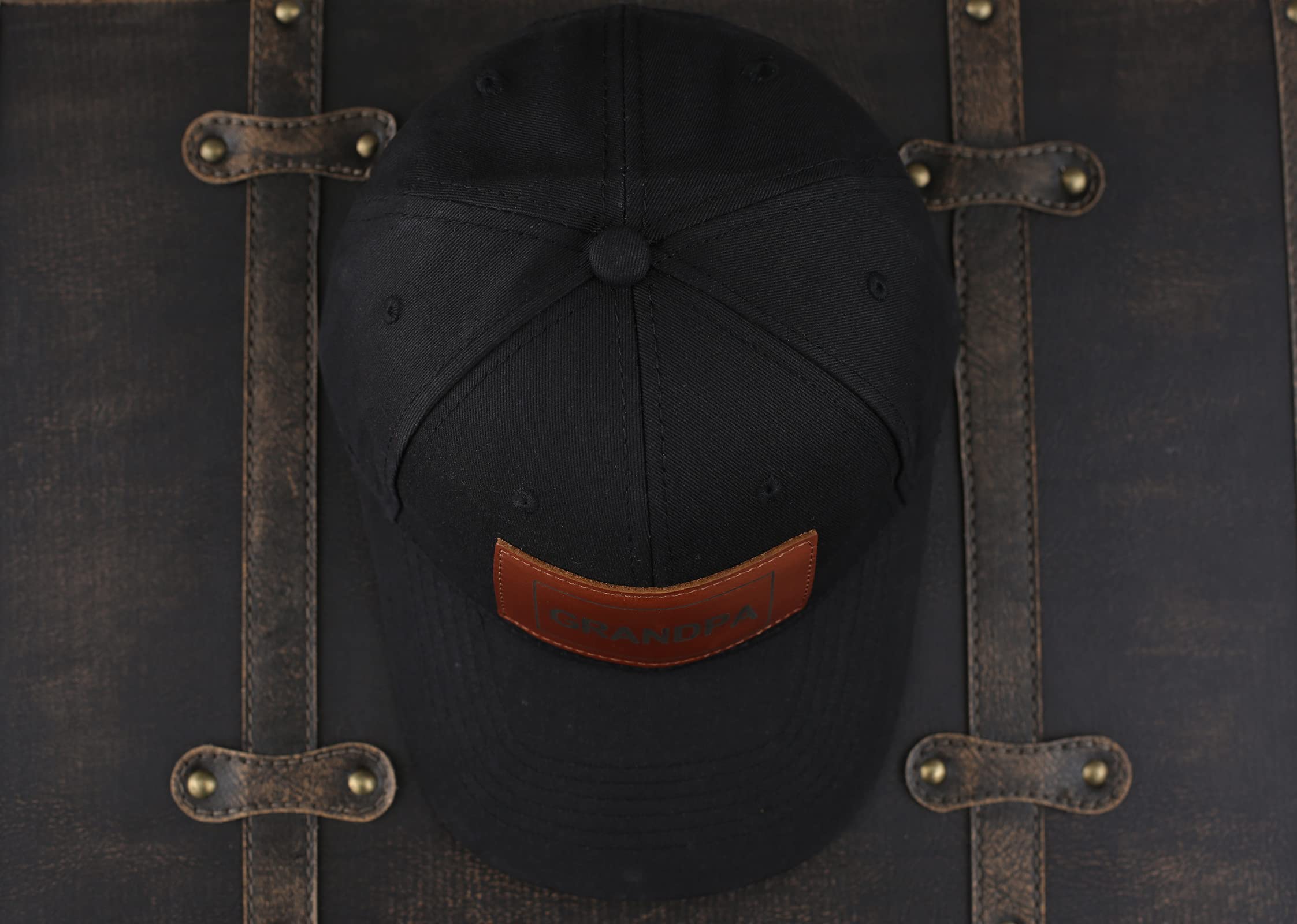 New Grandpa Gift,Grandpa Leather Patch Trucker Hat,Best Gift for Grandpa,Baseball Hat for Grandpa Black