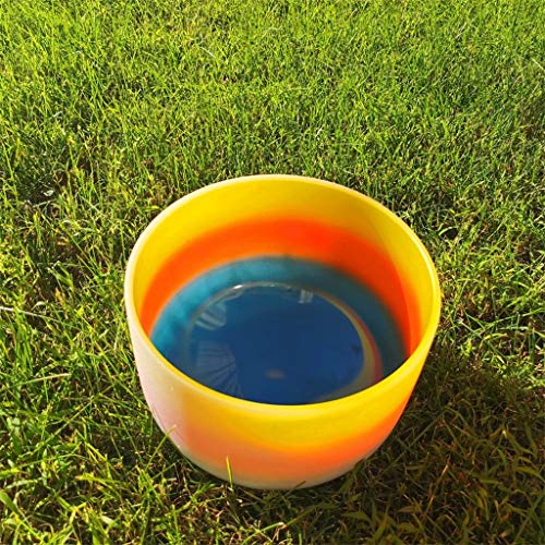 SJYDQ 8 Inch Note E Rainbow Color Frosted Quartz Crystal Singing Bowl for Sound Healing (Size : 432hz)