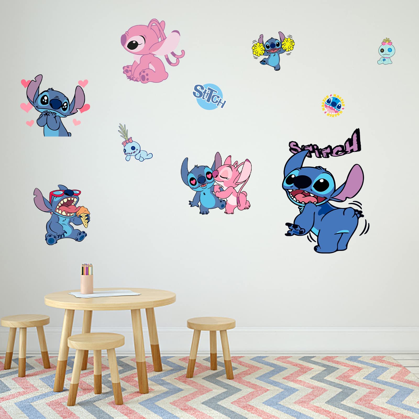 Stitch Vinyl Wall Art - Kid's Room Bathroom DIY Removable Wall Stickers Waterproof Self-Adhesive