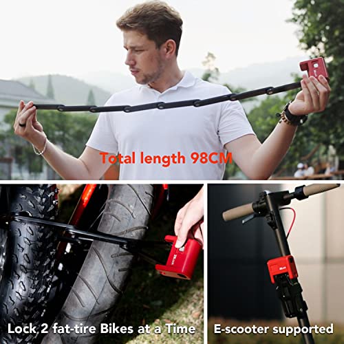 ZiiLock X - Award Winning Smart Folding Bike Lock,Fingerprint & Bluetooth APP Remote Control, Anti-Theft Alarm,Heavy Duty Bike Lock with Key and Case (Armour Gray)