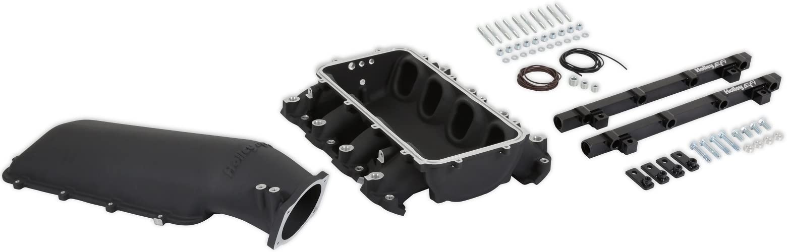 NEW HOLLEY ULTRA LO-RАM KIT & FUEL RAILS,TOP FEED MOUNT WITH PORT INJ,BLACK SATIN,COMPATIBLE WITH GМ GEN V LT1
