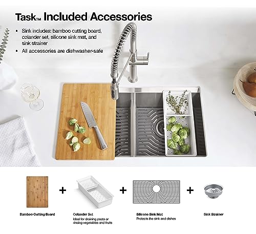 KOHLER K-80084-2PC-NA Task Kitchen Sink, 33"