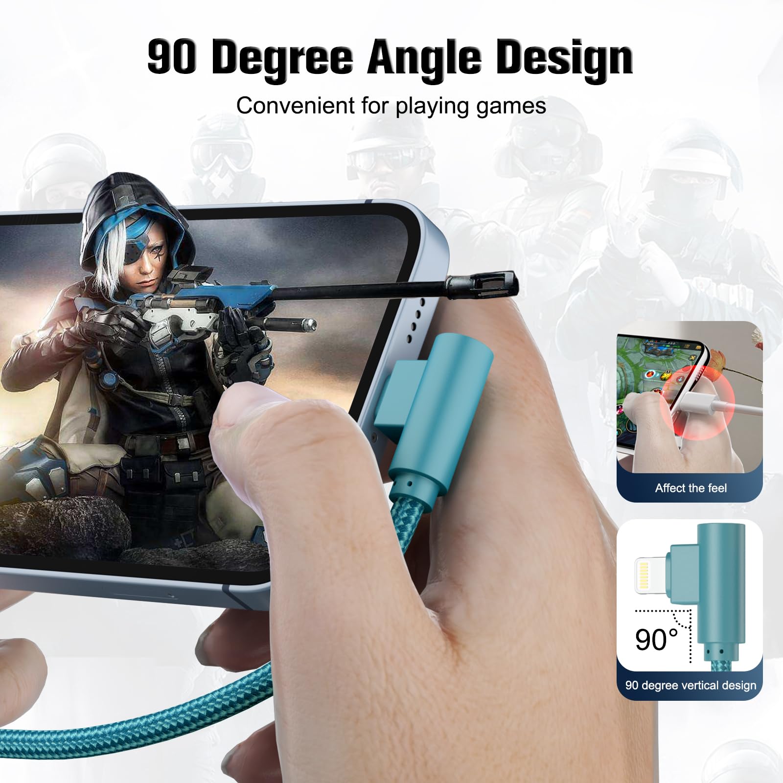 iPhone Charger 6 FT [Apple MFi Certified] 3 Pack 90 Degree Lightning Cable Nylon Braided iPhone Cable Fast Charging Cord Compatible with iPhone 14 13 12 11 Pro Max XR XS X 8 7 6 Plus SE and More