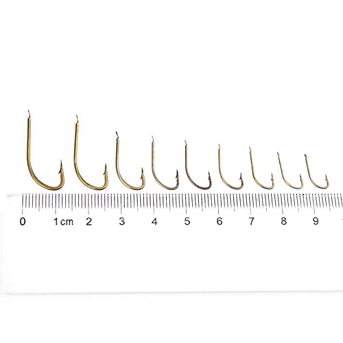 moisture Hook Fishing 100 PC/Batch High Carbon Steel Flat Sharp Bronze Crystal Hook Fishing Hook Carp Fishing Accessories Strap Fishinghooks (Color : 010)