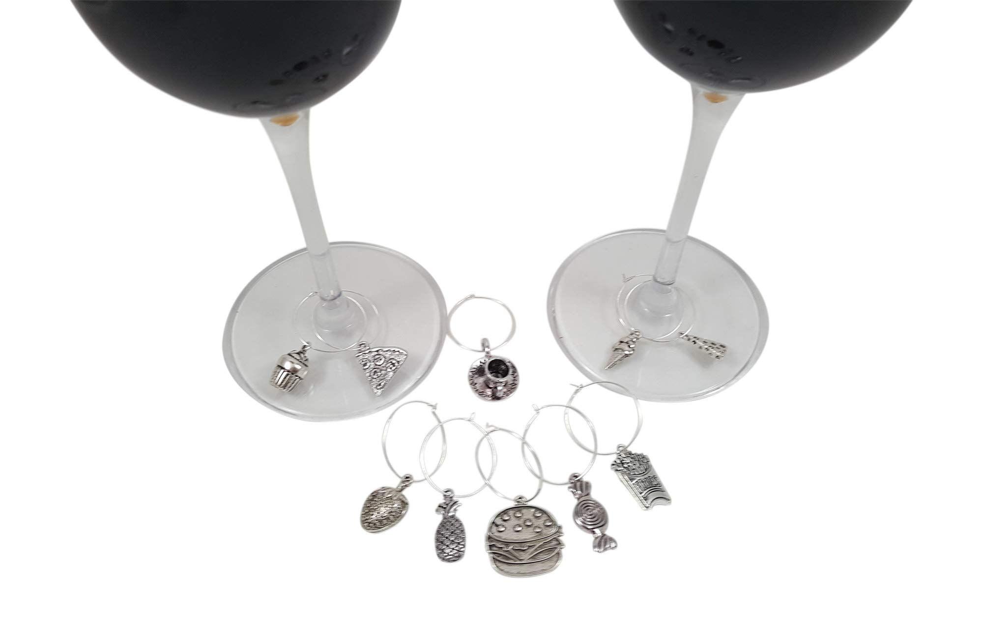Palm City Products Food Lovers Themed Wine Charms - 10 Piece Wine Charm Set - Great Gift for Foodies
