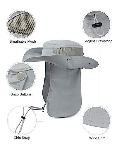 Zylioo XXL Oversized UV Sun Hats with Flaps,Big Size Boonie Hat with Drape Beach Hats with Neck Protection Sun Hat with Neck Flap