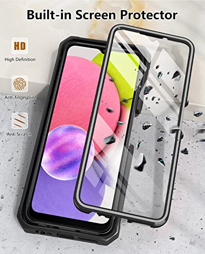 SOiOS for Samsung Galaxy A03S Phone Case: Built in Hard Kickstand & Touch Protector Military Shockproof TPU Durable Soft Rugged Heavy Duty Armor Full Body Protection Grade Phone Cover - Black