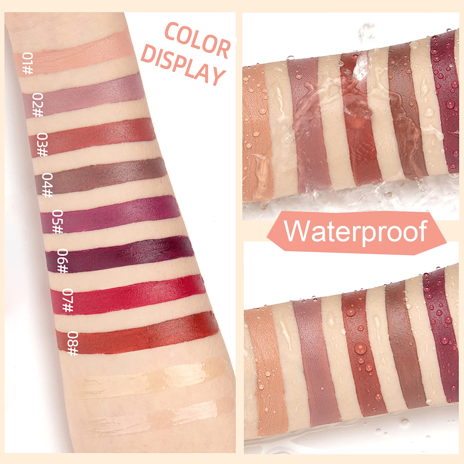 Skynest 8Pcs Matte Lipstick and Lip Liner Pens + 2Pcs Lip Oil Set, One Step Lips Makeup Kits Waterproof High Pigmented Lip Gloss Make up Gift Set