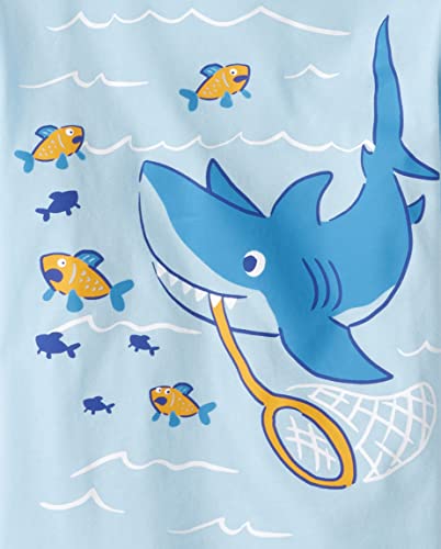 The Children's Place Baby Toddler Boys Short Sleeve Graphic T-Shirt, Shark Net, 3T