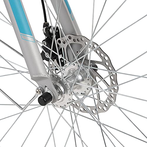 Huffy E4870 Everett + Women’s 27.5” Pedal-Assist Electric Comfort Bike – 36V, 350W, Silver