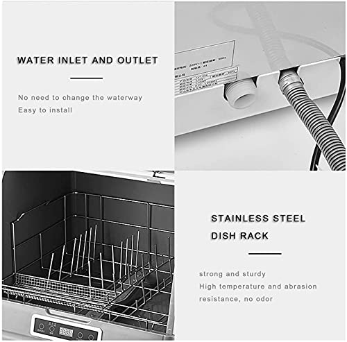 YDTZ Complete Portable Countertop Dishwasher with 5-Liter Built-in Water Tank, 5 Programs, Baby Care, Glass & Fruit Wash No Installation of Small Kitchen Dishwashing Machine (White)