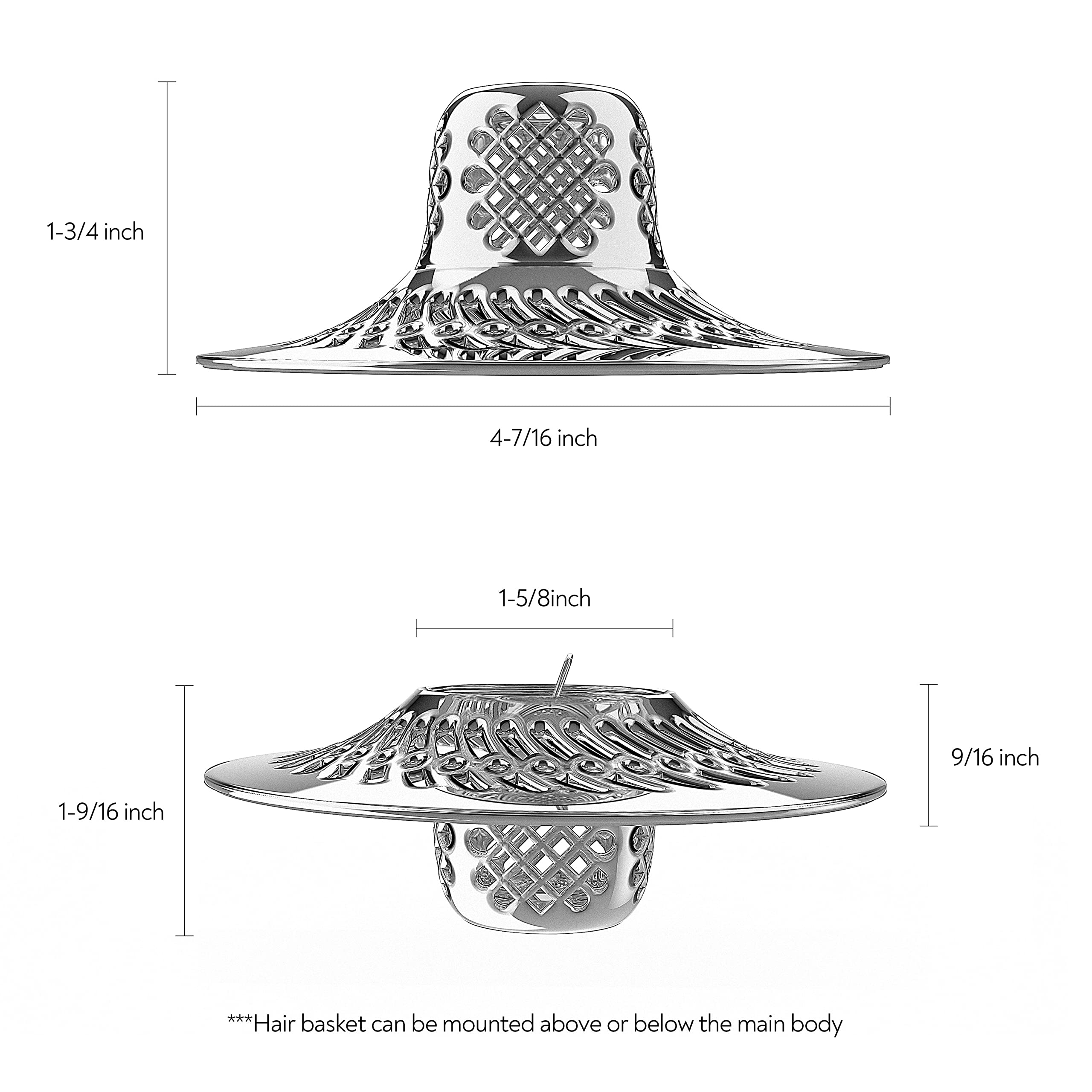 PRIMSOPH Shower Drain Hair Catcher Pop up Drain Hair Strainer Hair Trap Hair Filter Bath Tub Drain Stopper Bathtub Drain Cover Bathroom Sink Drain Protector Basket Adapts to Threads on Both Sides