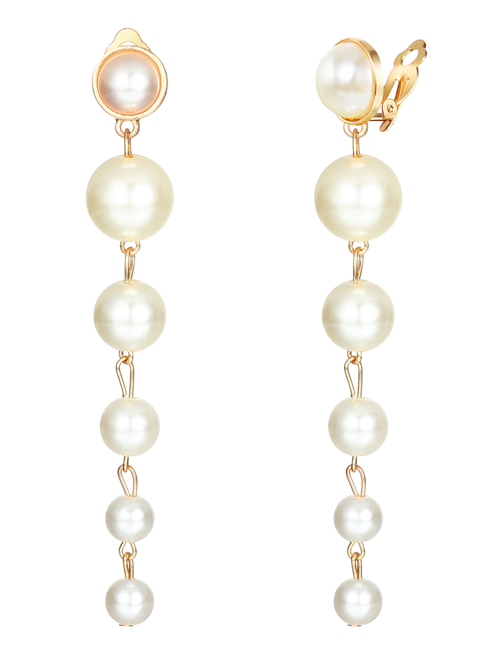 LOLIAS Statement Drop Clip On Earrings Metal Raised Design Crystal Geometric Earrings Square Dangle Earrings Earrings for Women Pearl