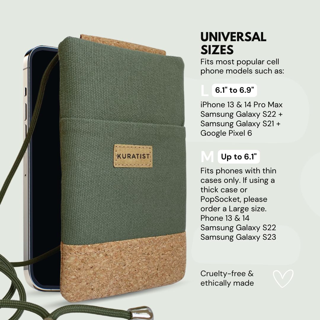 Kuratist - Crossbody Cell Phone Pouch - iPhone 12/13 Pro/Samsung Galaxy S22 Compatible & Other Models - (Medium, Ecru)