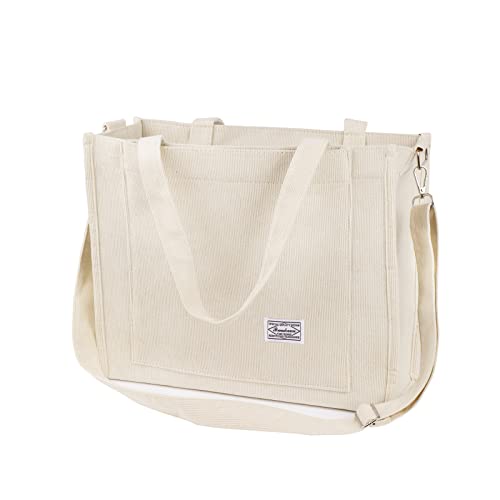 Tote Bag for Women, Detachable Satchel Bag Shoulder Handbag for Women Corduroy Crossbody Bag for Travel Work