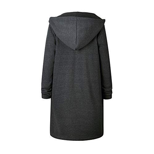 Zip Up Hoodies Women's Casual Long Tunic Sweatshirt Fall Winter Windproof Drawstring Hooded Jacket Outerwear with Pockets