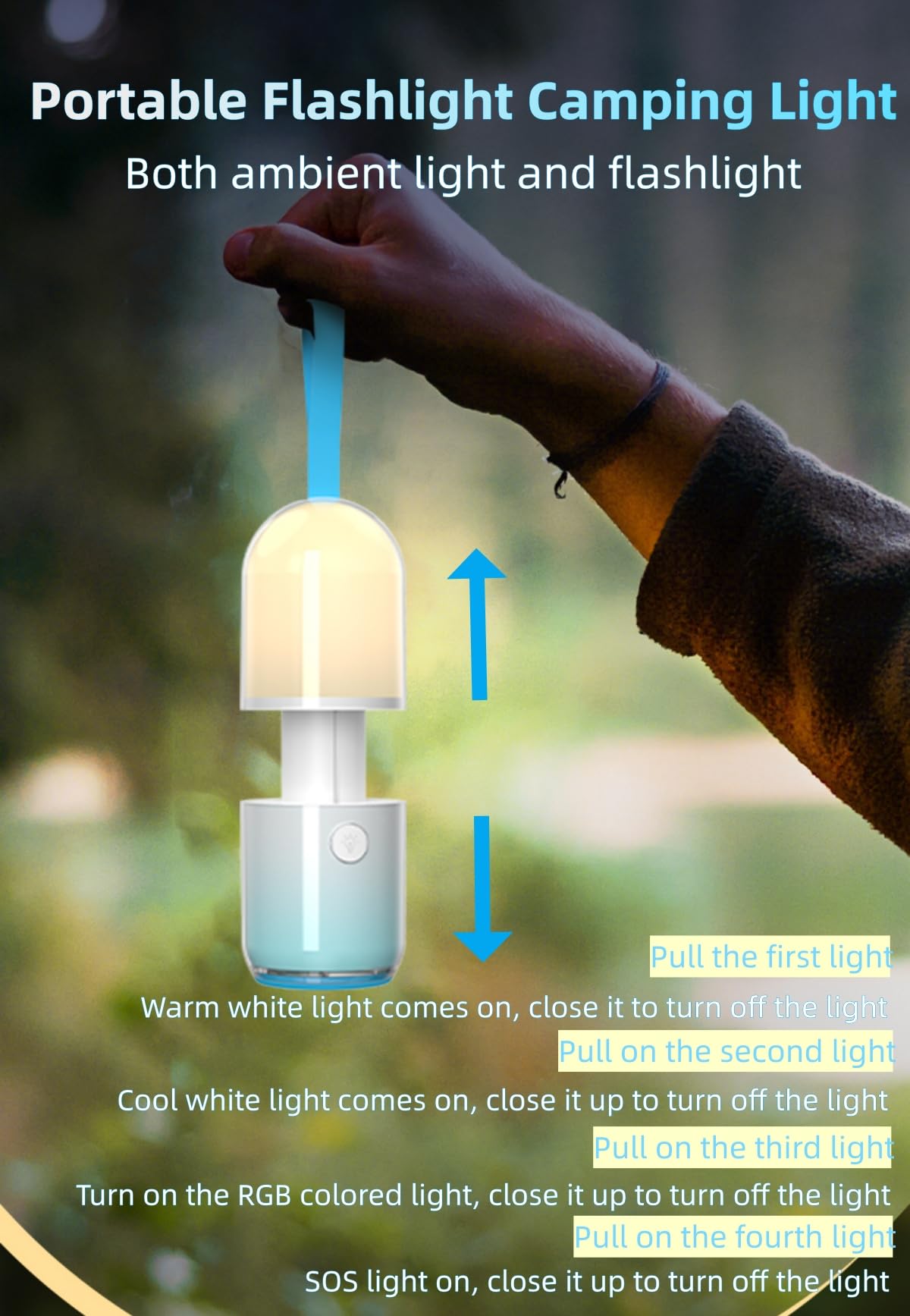 Yaindhi LED Flashlights -Camping Lantern Rechargeable Mini Camping Flashlights with 5 Modes, Powerful and Bright for Outdoor Use Power Outages, Hiking, Hurricane, Emergency, Home