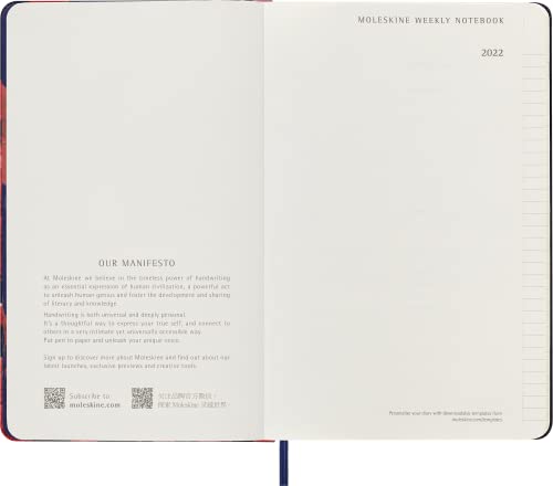 Moleskine 2022 Year Of The Tiger Weekly Planner, 12M, Large, Blue, Hard Cover (5 x 8.25)