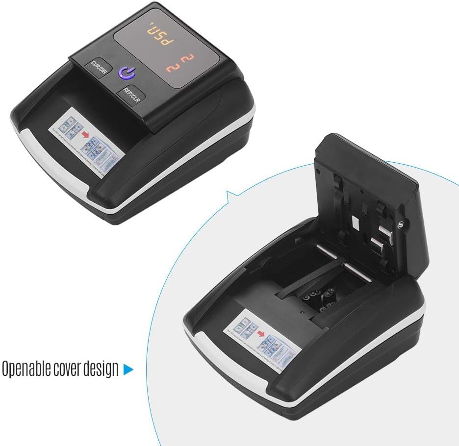 SPUZZO Banknote Bill Detector Denomination Value Counter Detection with Battery Counterfeit Fake Money Currency Cash Checker Tester Machine for USD Euro