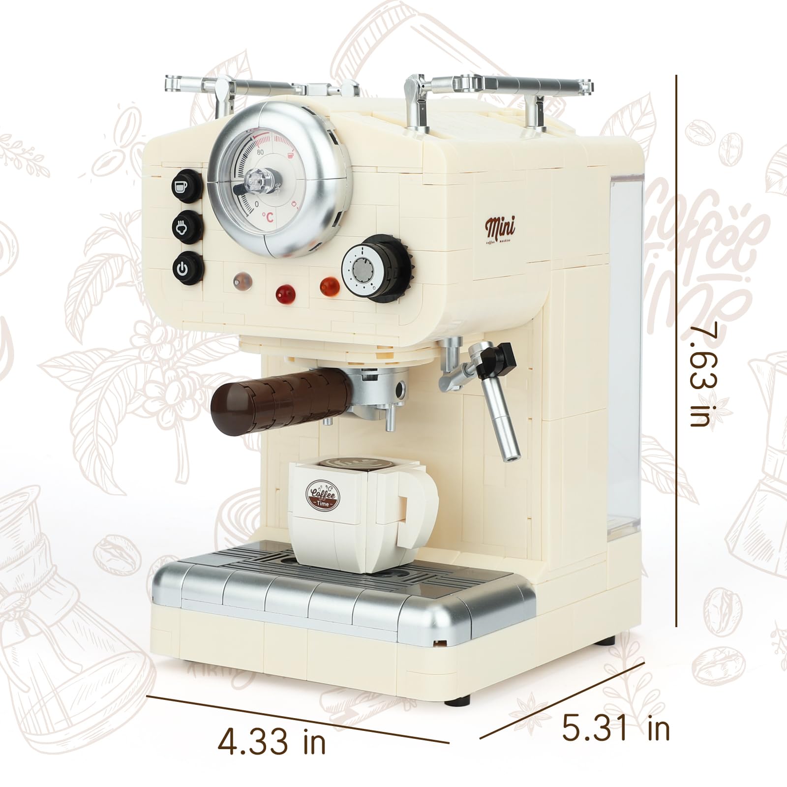 NEWABWN Coffee Machine Toy Building Set, Compatible with Lego Home Décor Accessories for Adults, Cute Building Blocks Set for Couples, Mother's Day Decoration(678 Pieces)